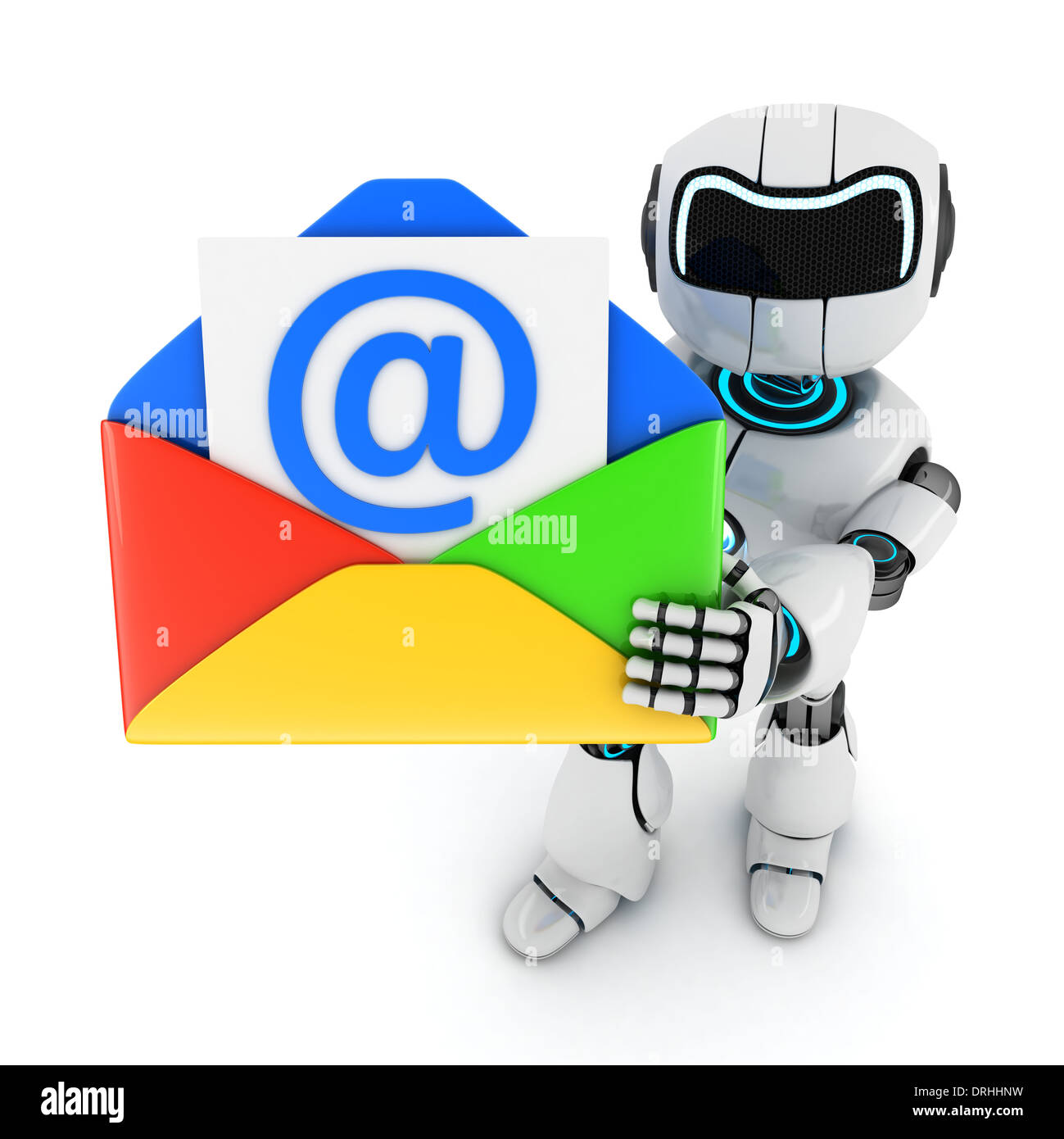 Robot and mail on white background (done in 3d Stock Photo - Alamy