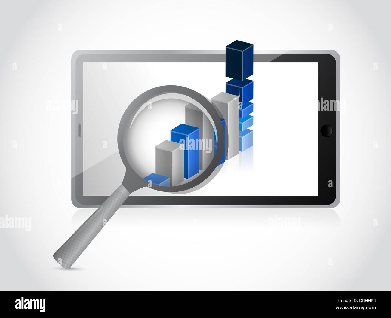 tablet business and graph illustration design over a white background ...