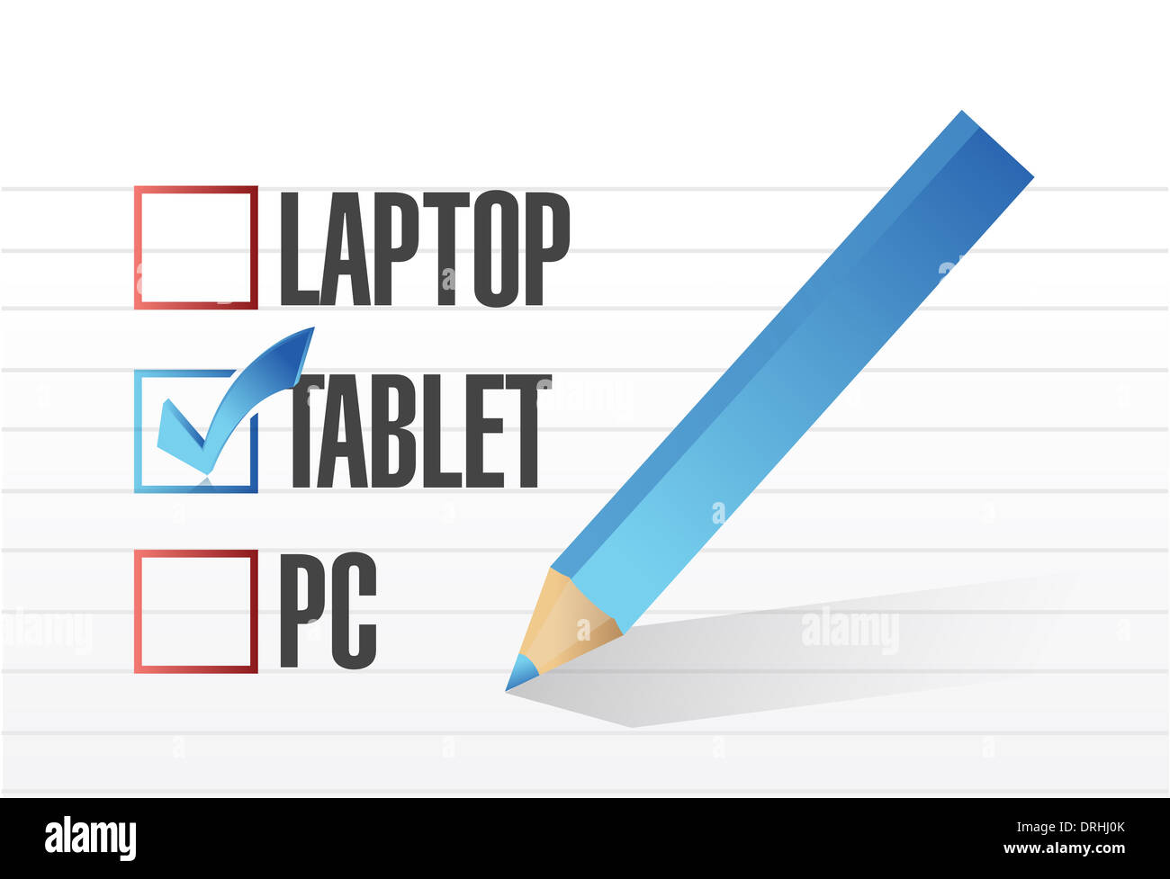 tablet check mark illustration design over a notepad paper Stock Photo ...