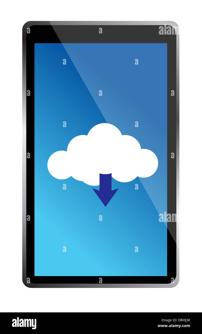 mobile phone with blue cloud computing icon illustration design over ...