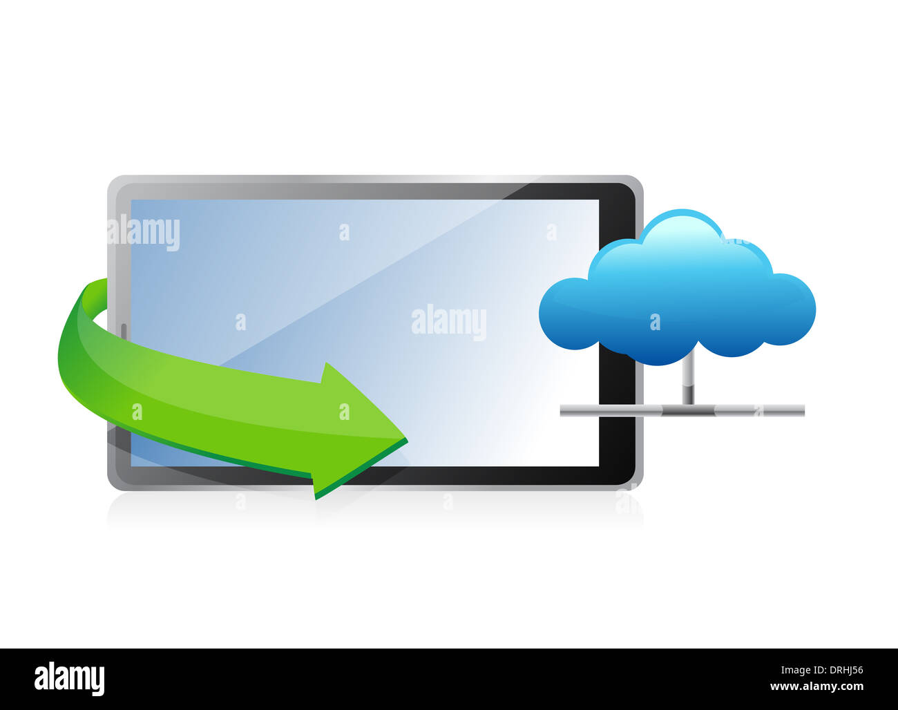 tablet showing a cloud as concept of cloud computing graphic design ...