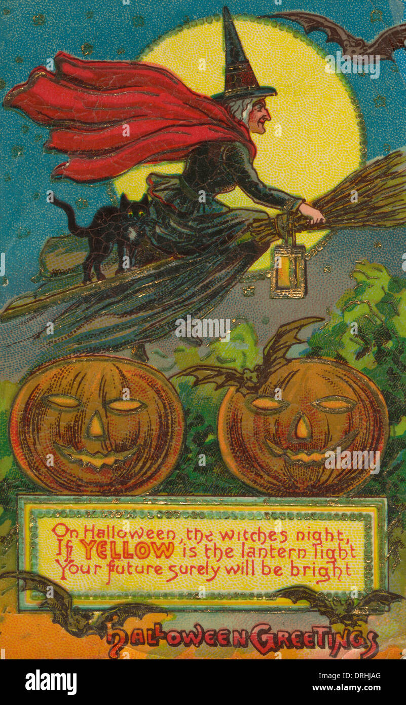 Halloween Greetings Postcard Stock Photo - Alamy