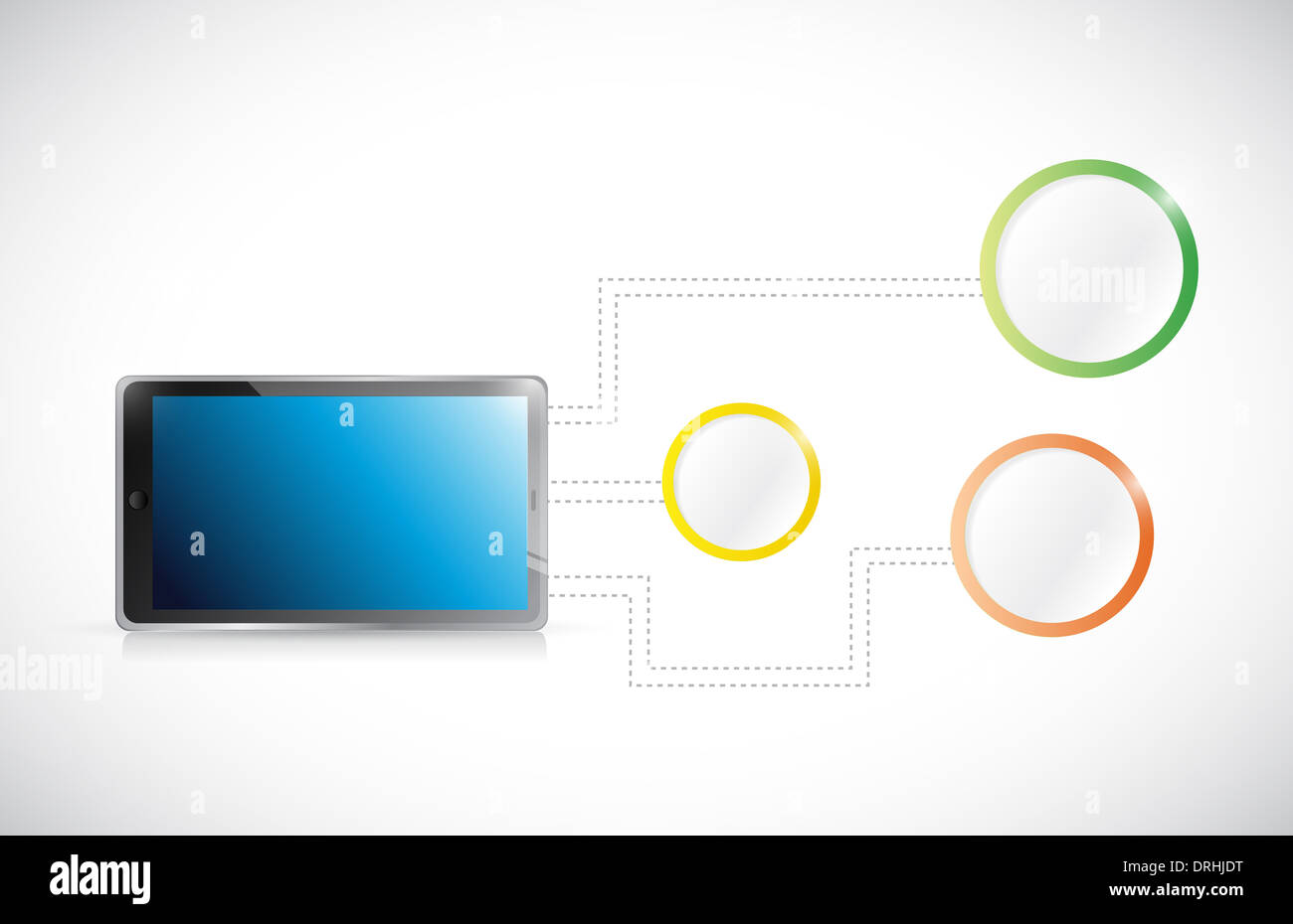 tablet network diagram illustration design over a white background ...