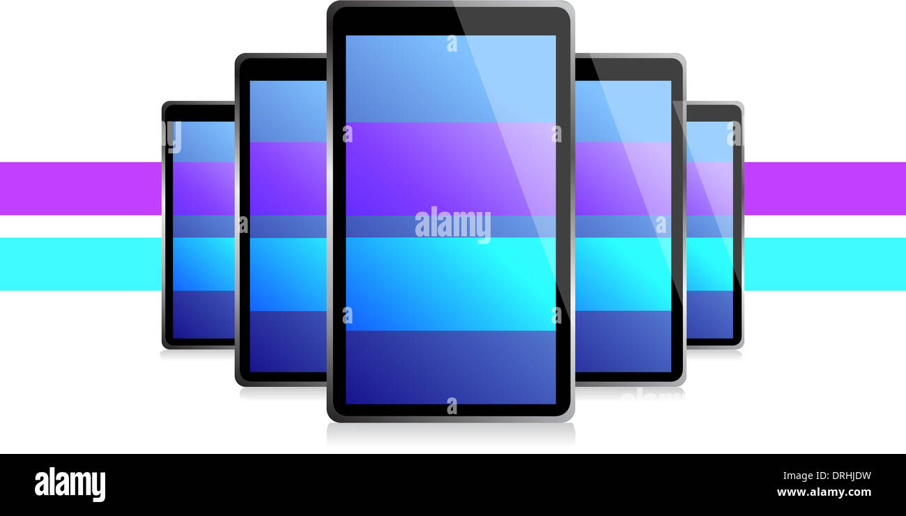color lines set of electronic Tablets illustration design over a white ...