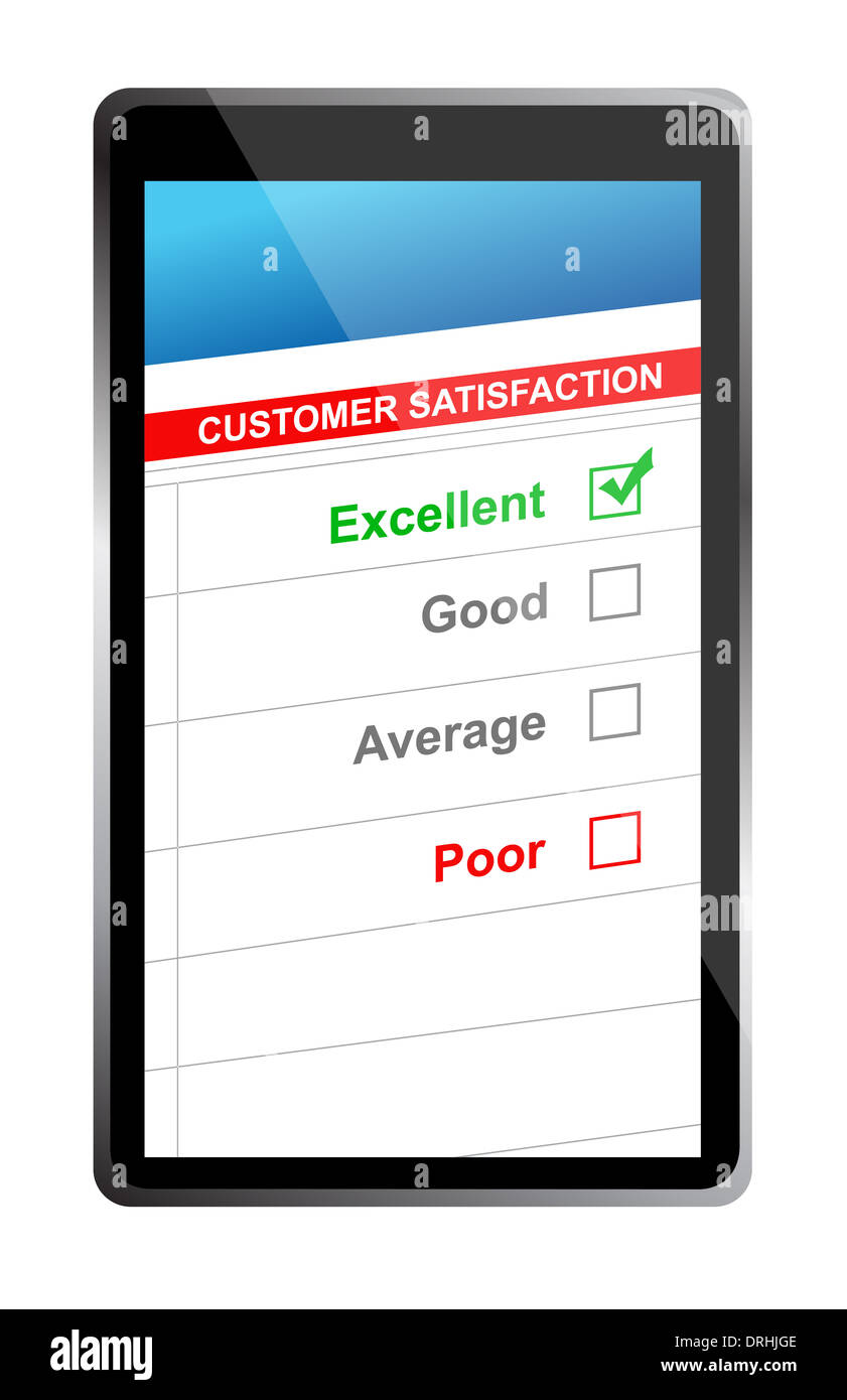 customer satisfaction online selection tablet PC. Illustration design ...