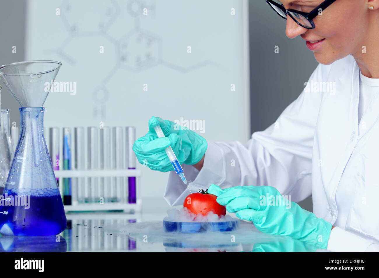 tomato DNA change microbiology experiment Stock Photo - Alamy