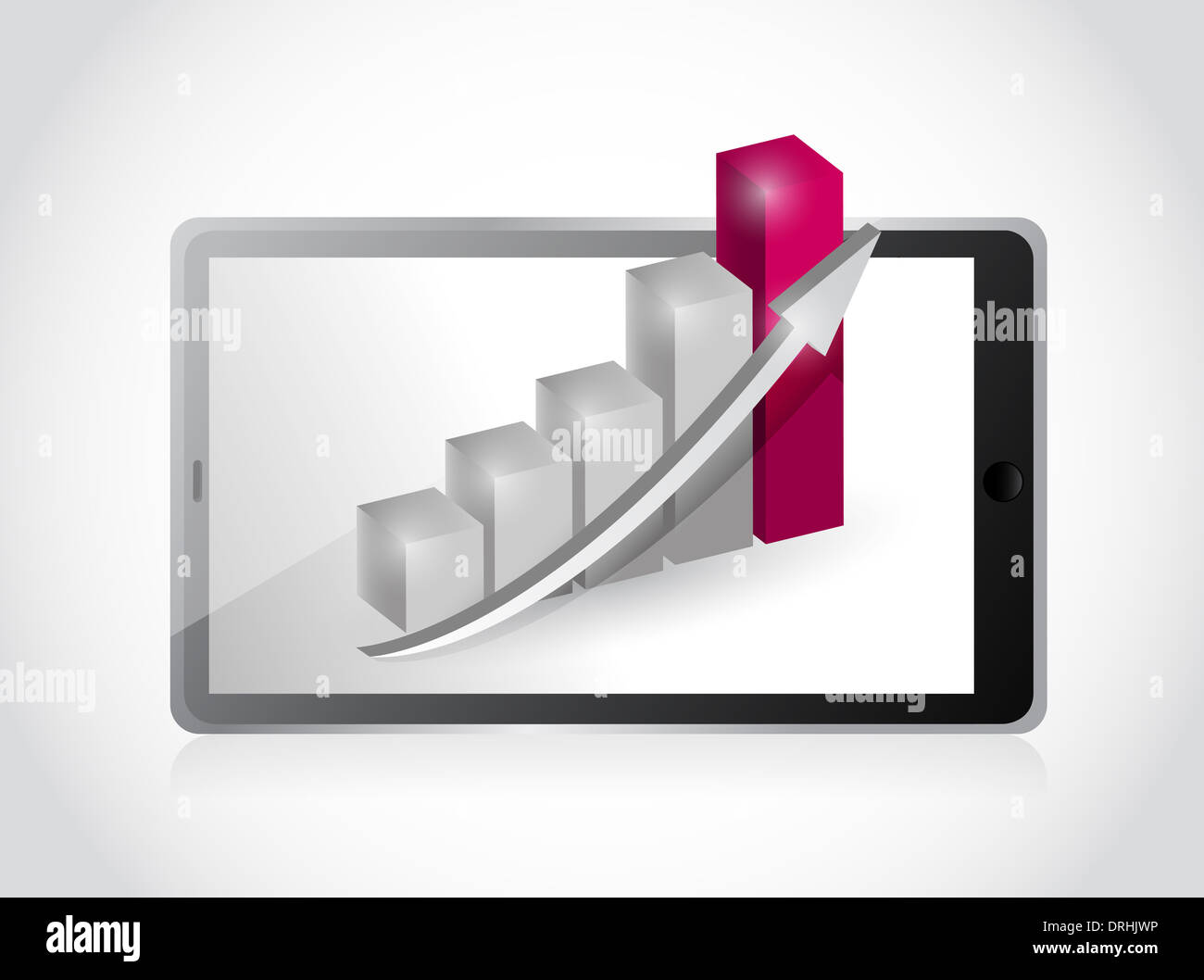 tablet and business graph illustration design over a white background ...