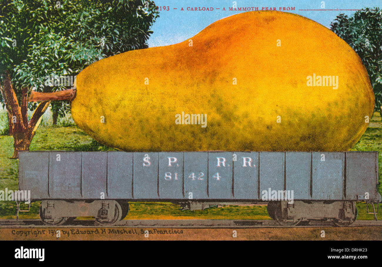 Rail car transporting a giant pear Stock Photo - Alamy