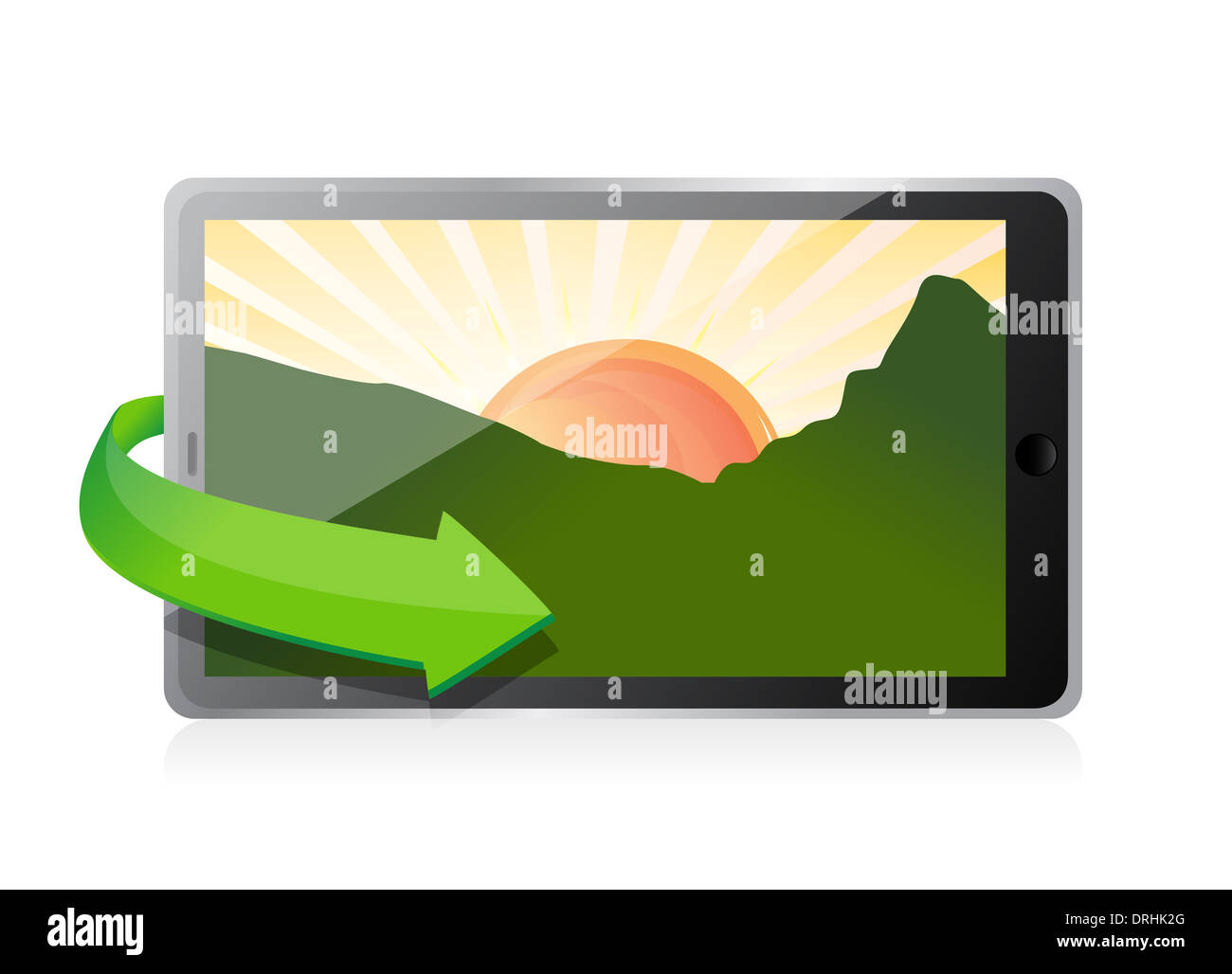 tablet with a landscape picture. illustration design over white Stock ...