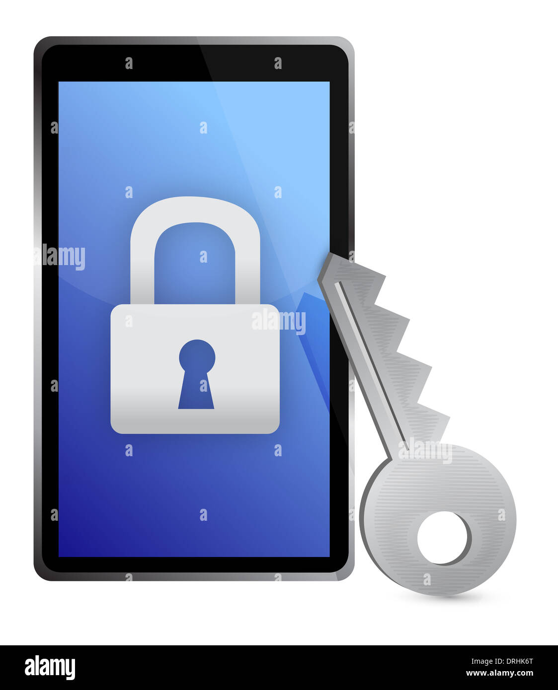lock tablet and key illustration design over a white background Stock ...