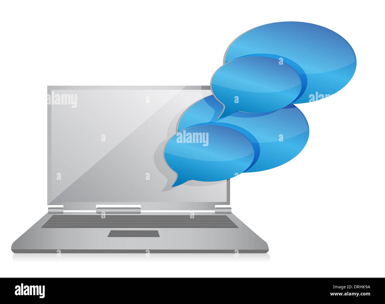 laptop computer electronic with chat messages illustration over a white ...