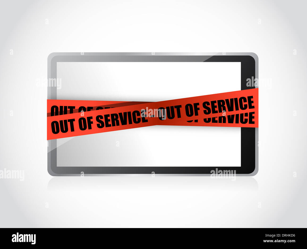 tablet out of service. illustration concept design over white Stock ...