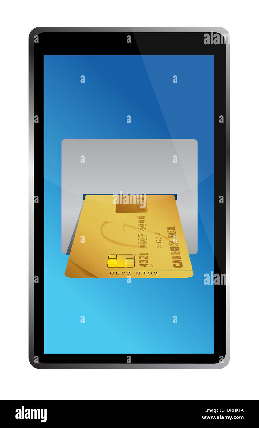 paying by a tablet illustration design over a white background Stock ...