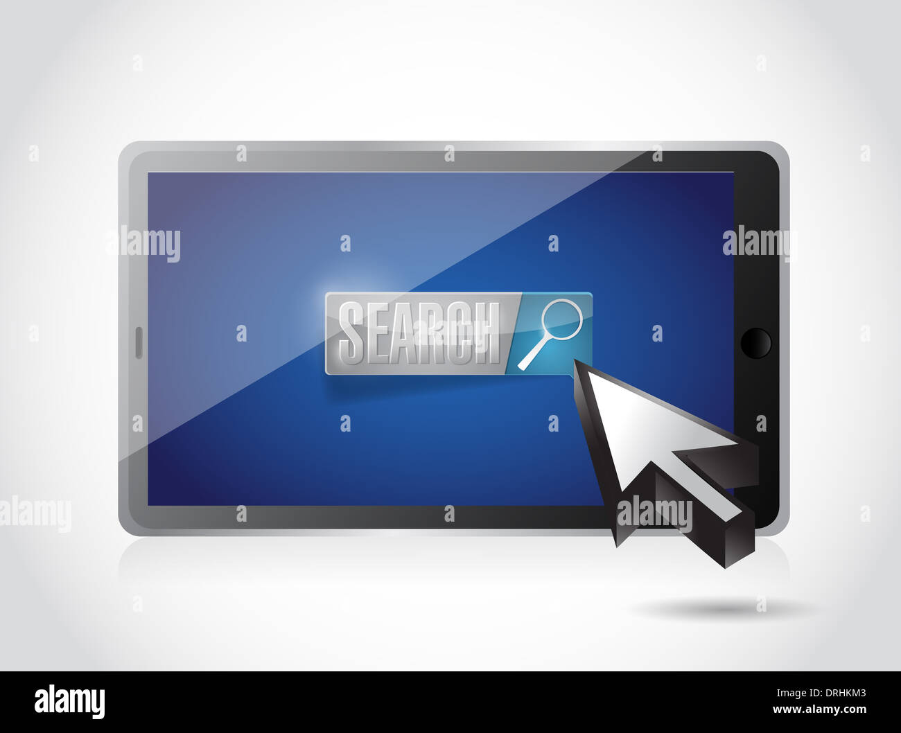 tablet search button and cursor illustration design over white Stock ...