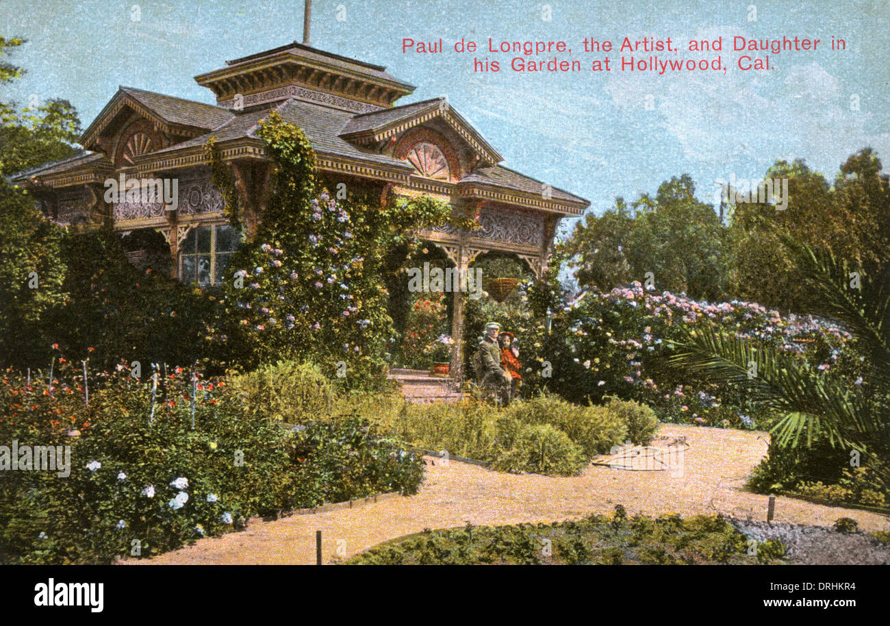 Paul de Longpre and his daughter in his garden Stock Photo - Alamy
