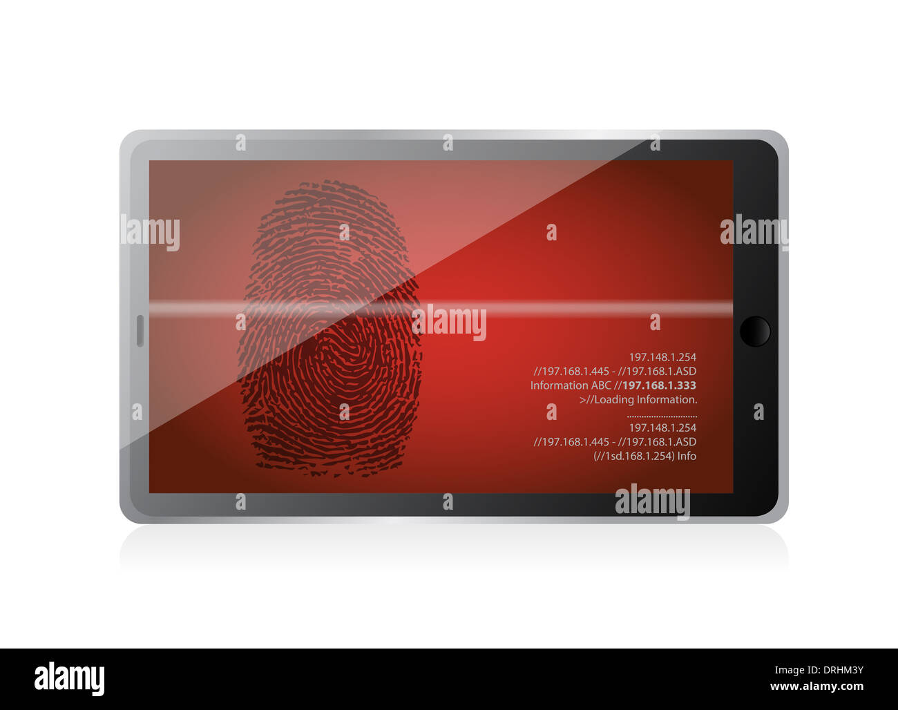 Tablet scanning a finger print illustration Stock Photo - Alamy
