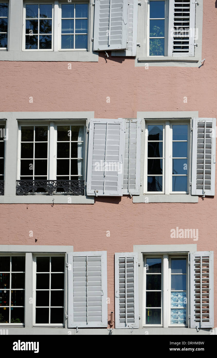Rows of windows with shutter blinds, Old City, Zurich Stock Photo - Alamy