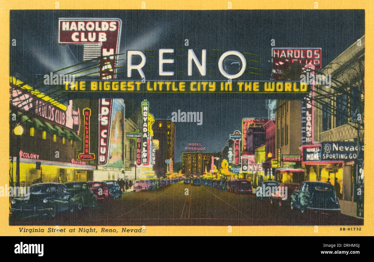 Virginia Street at night, Reno, Nevada, USA Stock Photo - Alamy