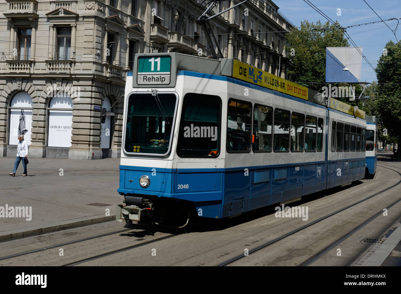 Blue tram in Zurich, Switzerland Swiss public transport Stock Photo - Alamy
