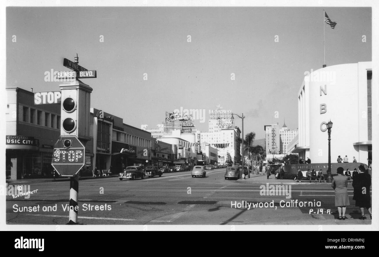 Sunset and Vine Streets, Hollywood, California, USA Stock Photo - Alamy