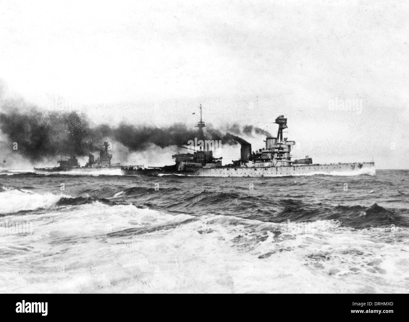 British battlecruisers HMS Indomitable and Inflexible, WW1 Stock Photo ...