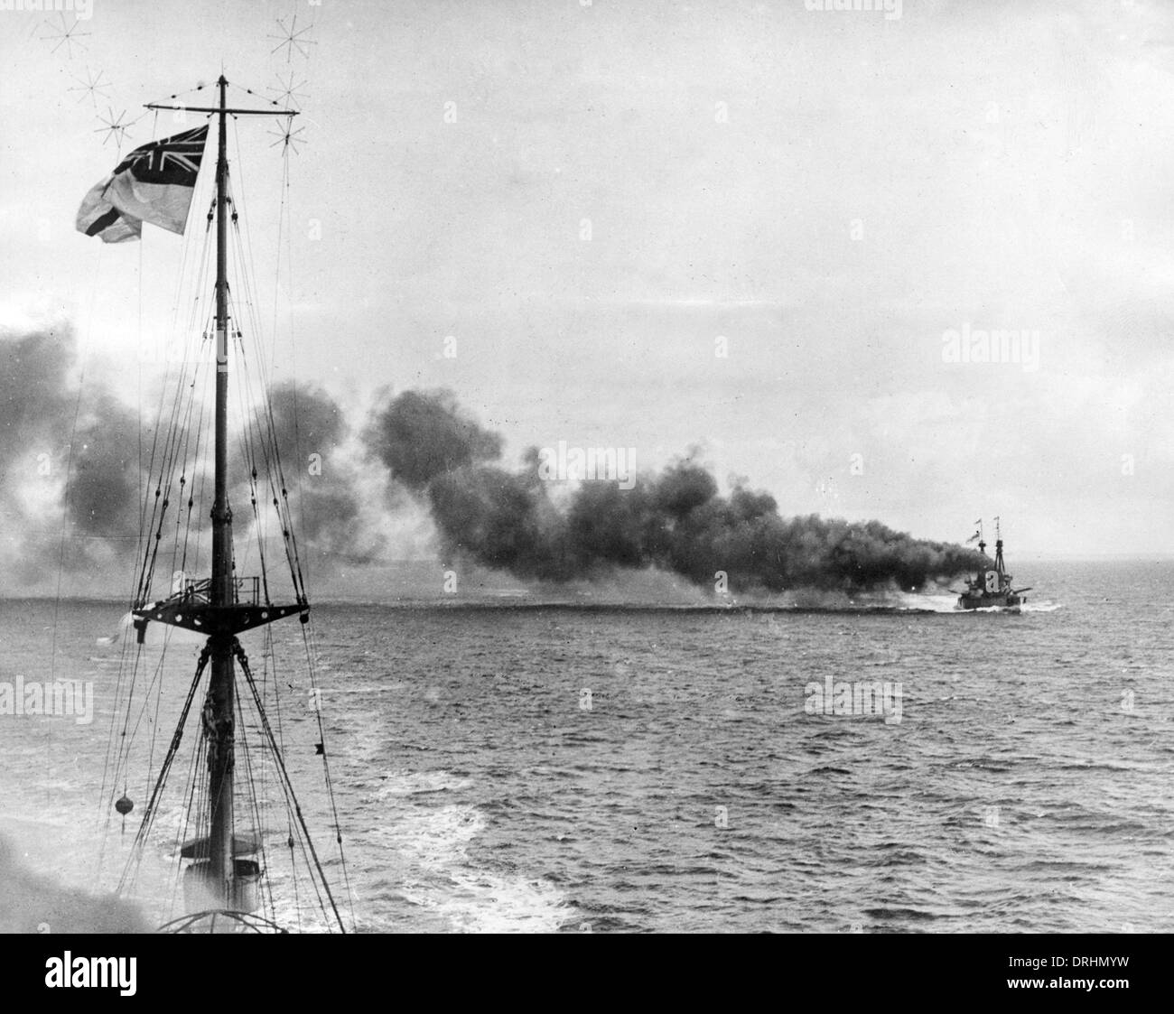 HMS Inflexible, British battlecruiser, Falklands, WW1 Stock Photo - Alamy