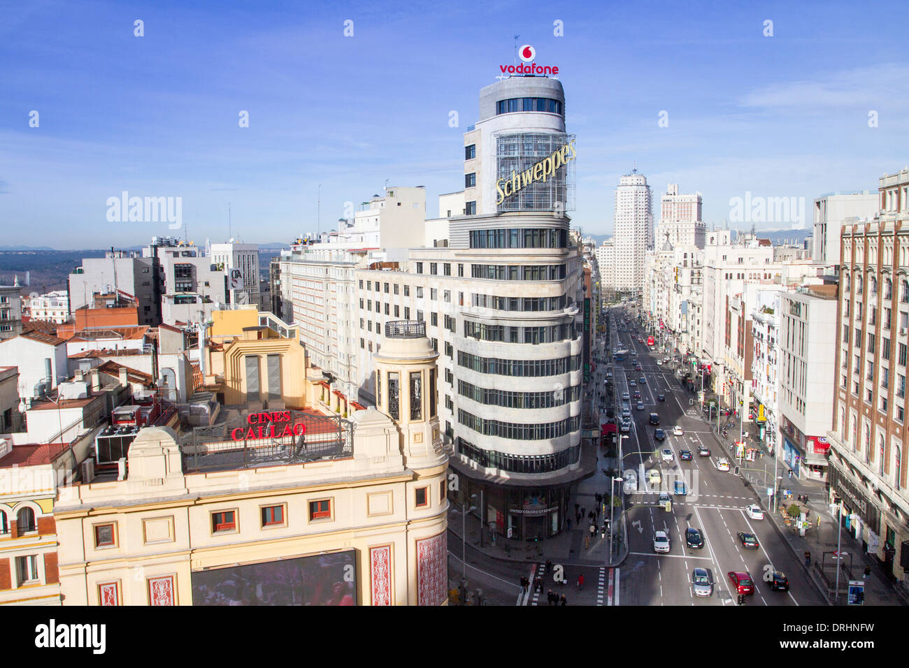 Gran Vía avenue and Carrion building, Madrid, Spain Stock Photo - Alamy