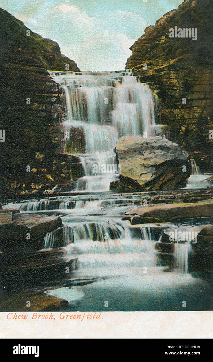 Chew Brook Waterfall, Greenfield, Lancashire Stock Photo - Alamy
