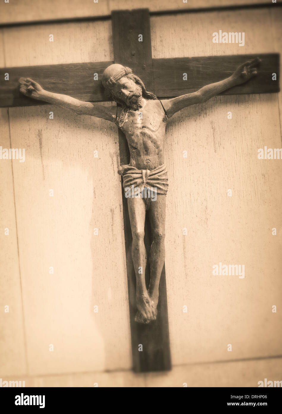 Crucifixion of Jesus Christ, old wooden sculpture in Vadstena Abbey, Sweden Stock Photo - Alamy