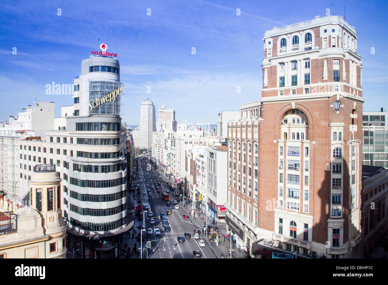 Gran Vía avenue and Carrion building, Madrid, Spain Stock Photo - Alamy