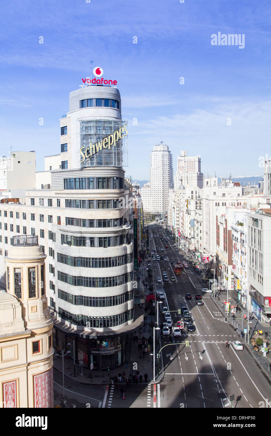 Gran Vía avenue and Carrion building, Madrid, Spain Stock Photo - Alamy