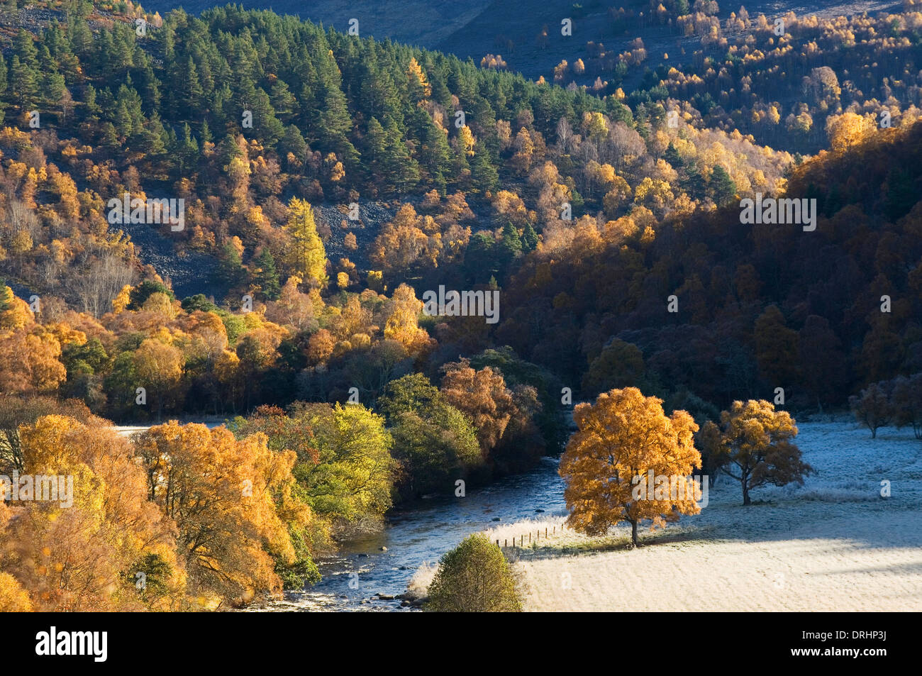 Glen Gairn on a frosty autumn morning, near Ballater, Deeside ...