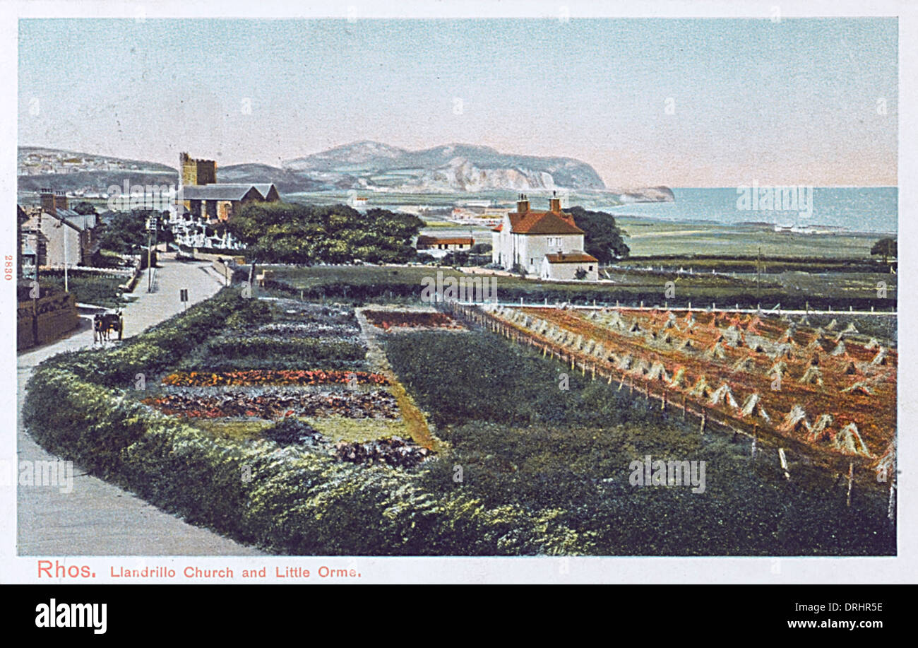 Rhos, North Wales - Llandrillo Church and Little Orme Stock Photo - Alamy