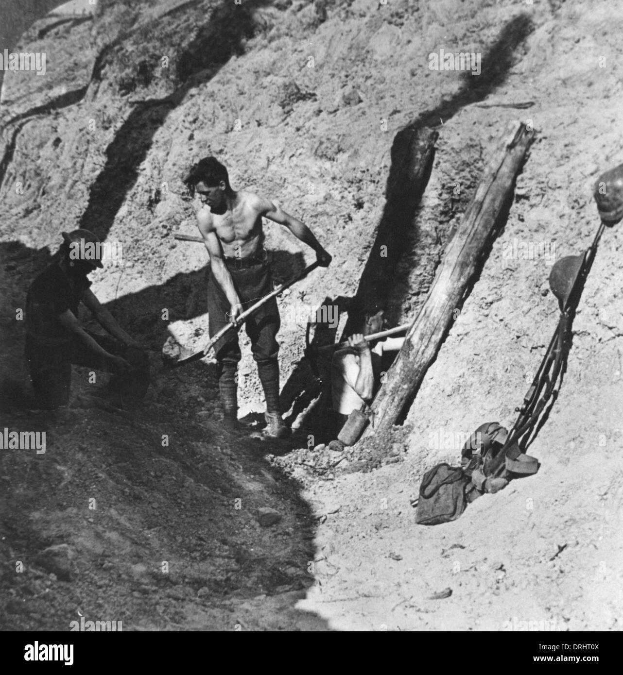 Sappers and miners working on a tunnel, WW1 Stock Photo - Alamy