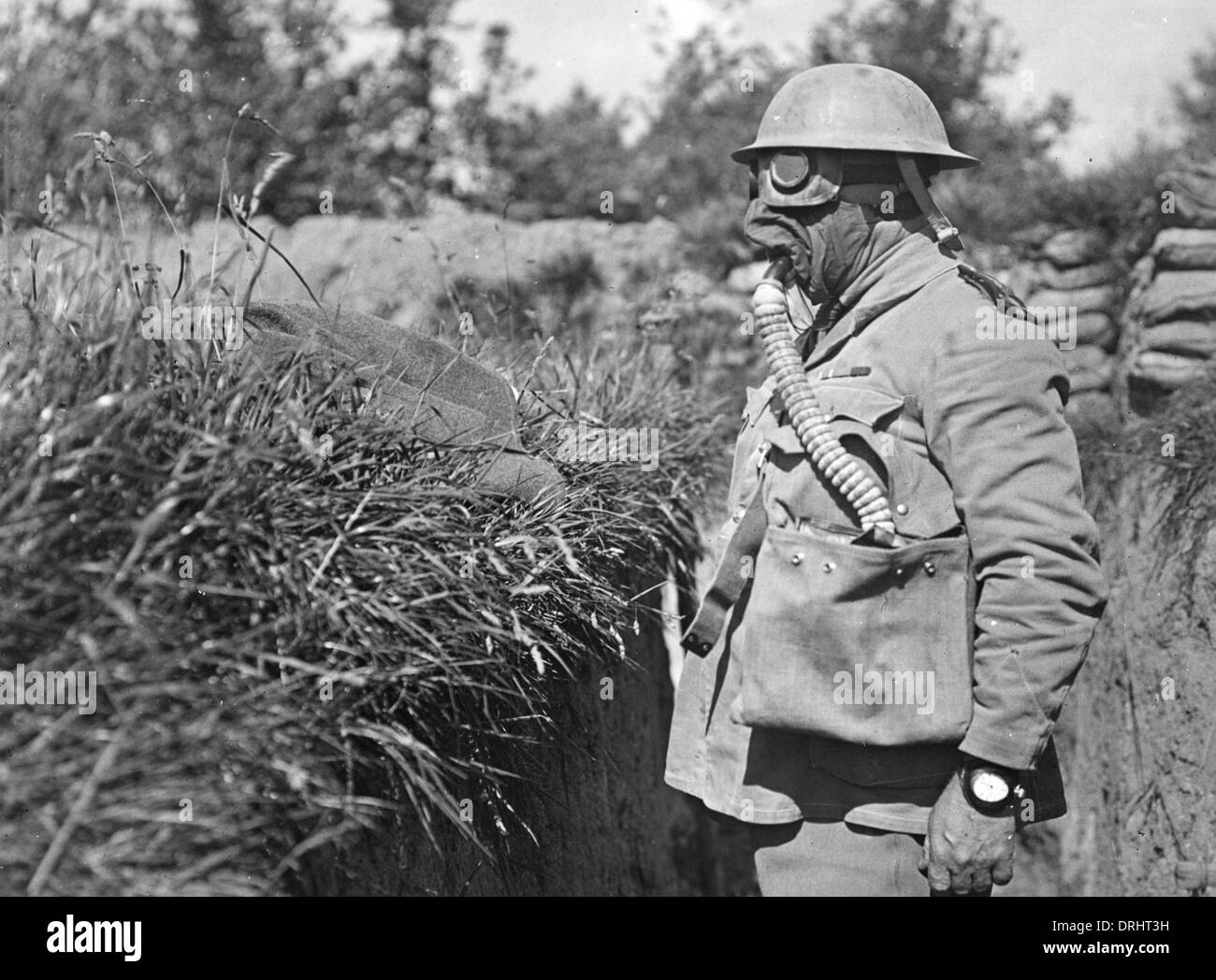 Australian chaplain in box respirator, France, WW1 Stock Photo - Alamy