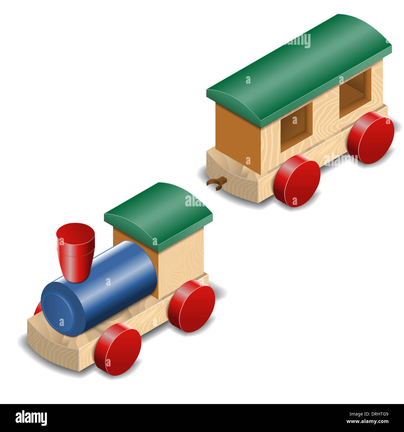 Wooden toy train isolated on white, isometric Stock Photo - Alamy