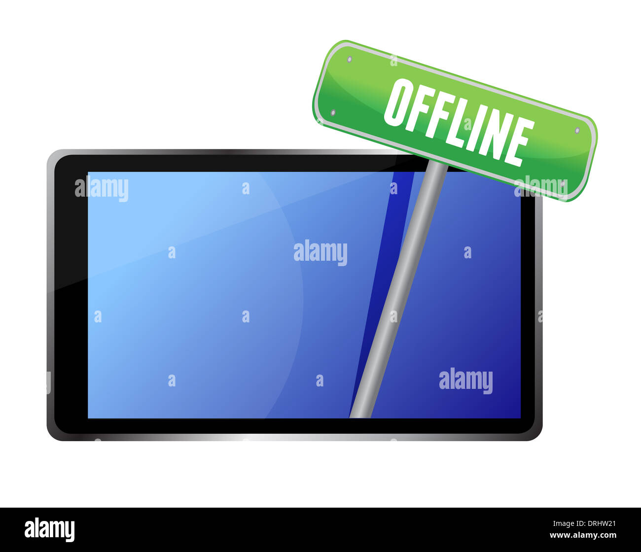 tablet with offline message illustration design over white Stock Photo ...