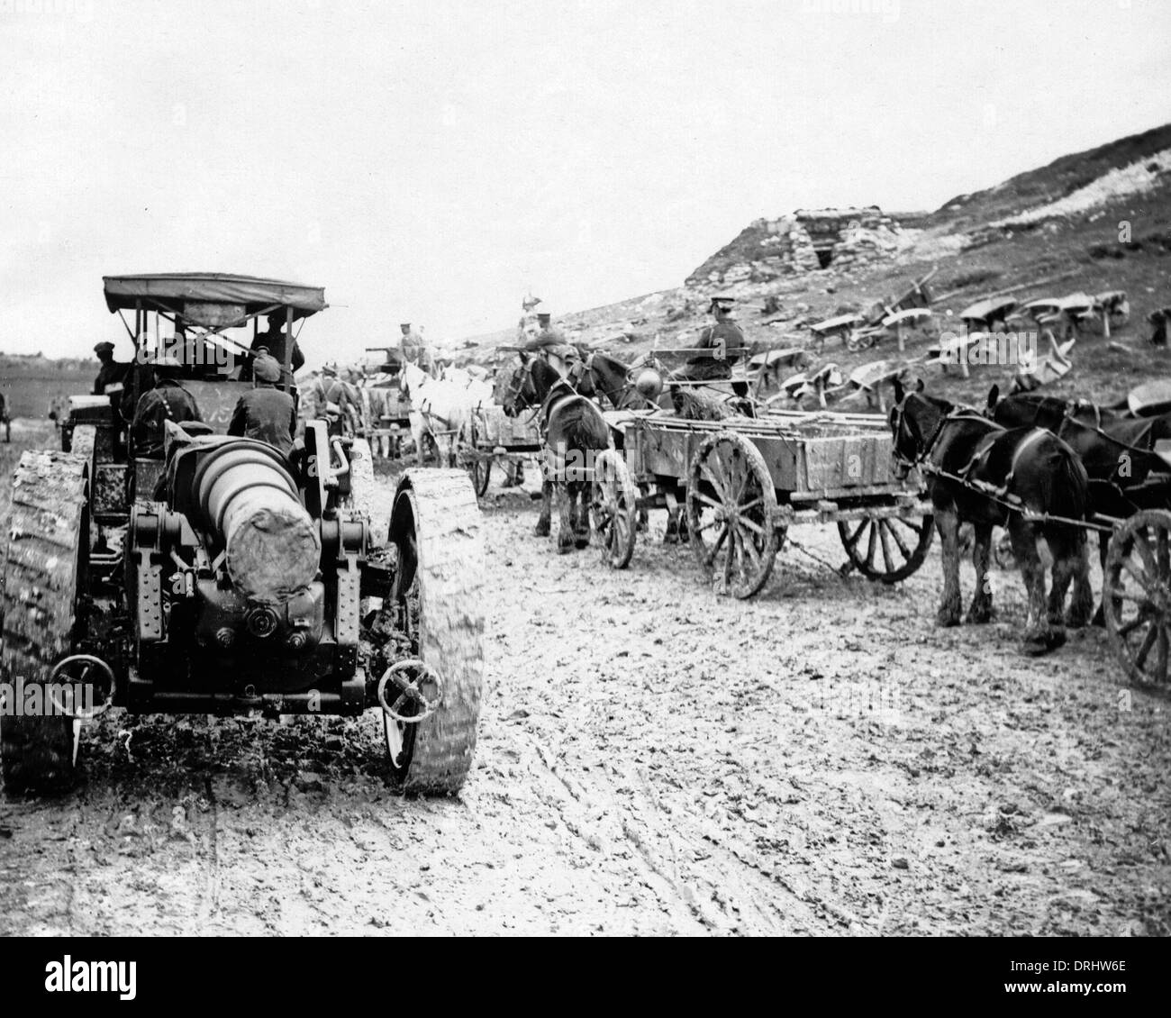 Scene on a road, Western Front, WW1 Stock Photo - Alamy