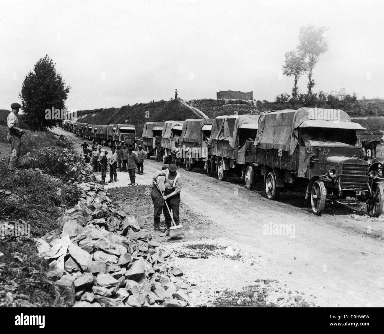 British lorries on a road, Western Front, WW1 Stock Photo - Alamy