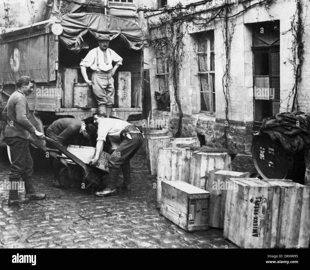 French soldiers removing wine for safe keeping, WW1 Stock Photo - Alamy