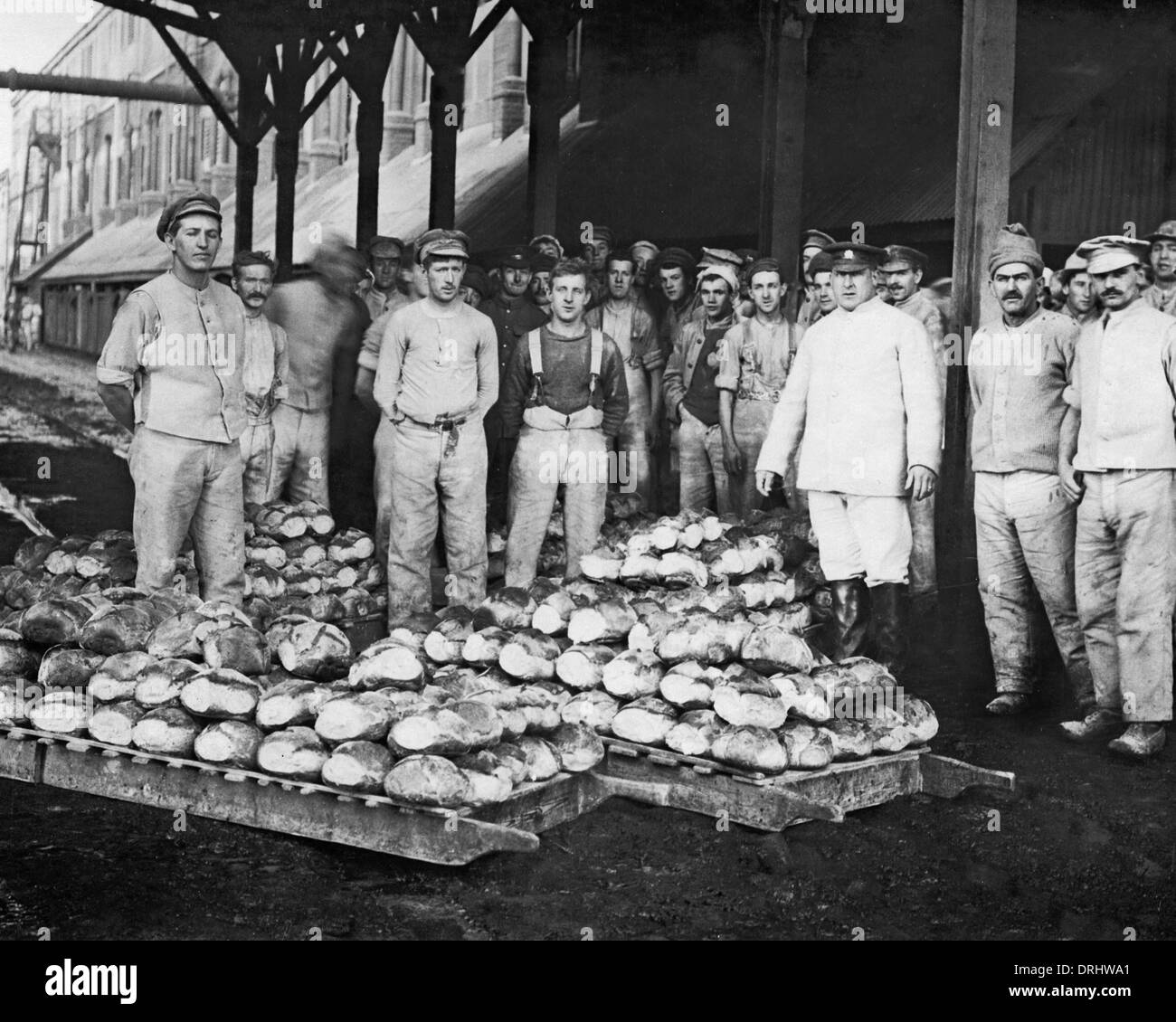 Newly baked bread for the Western Front, WW1 Stock Photo - Alamy