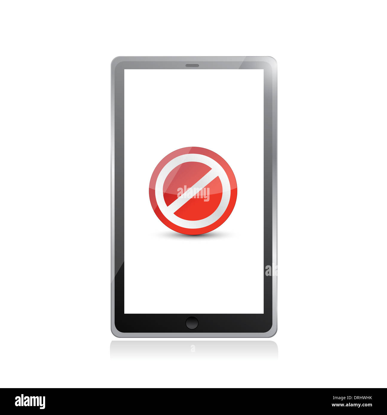 tablet screen with the message forbidden. illustration design over ...
