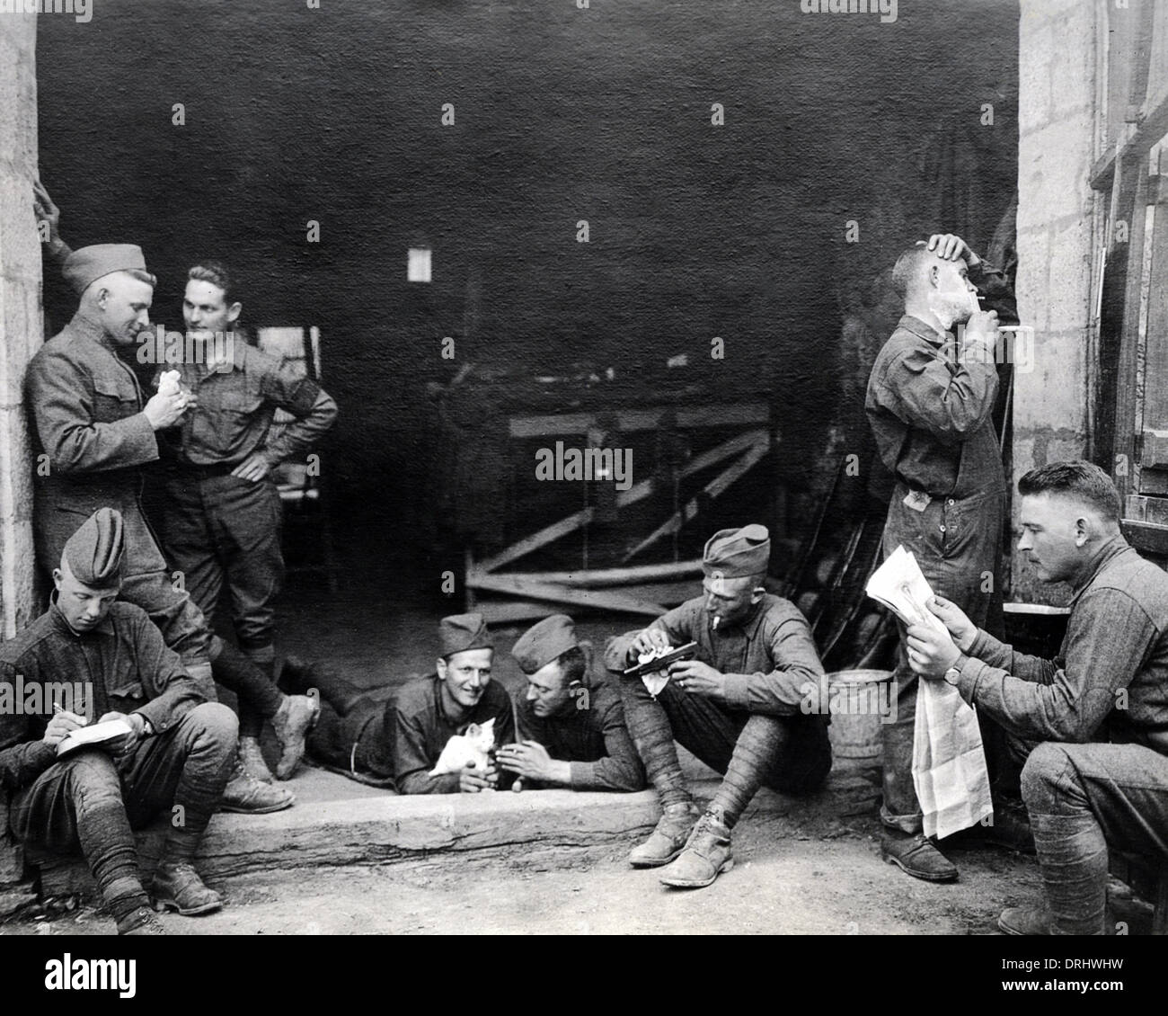 American soldiers relaxing, Western Front, WW1 Stock Photo - Alamy