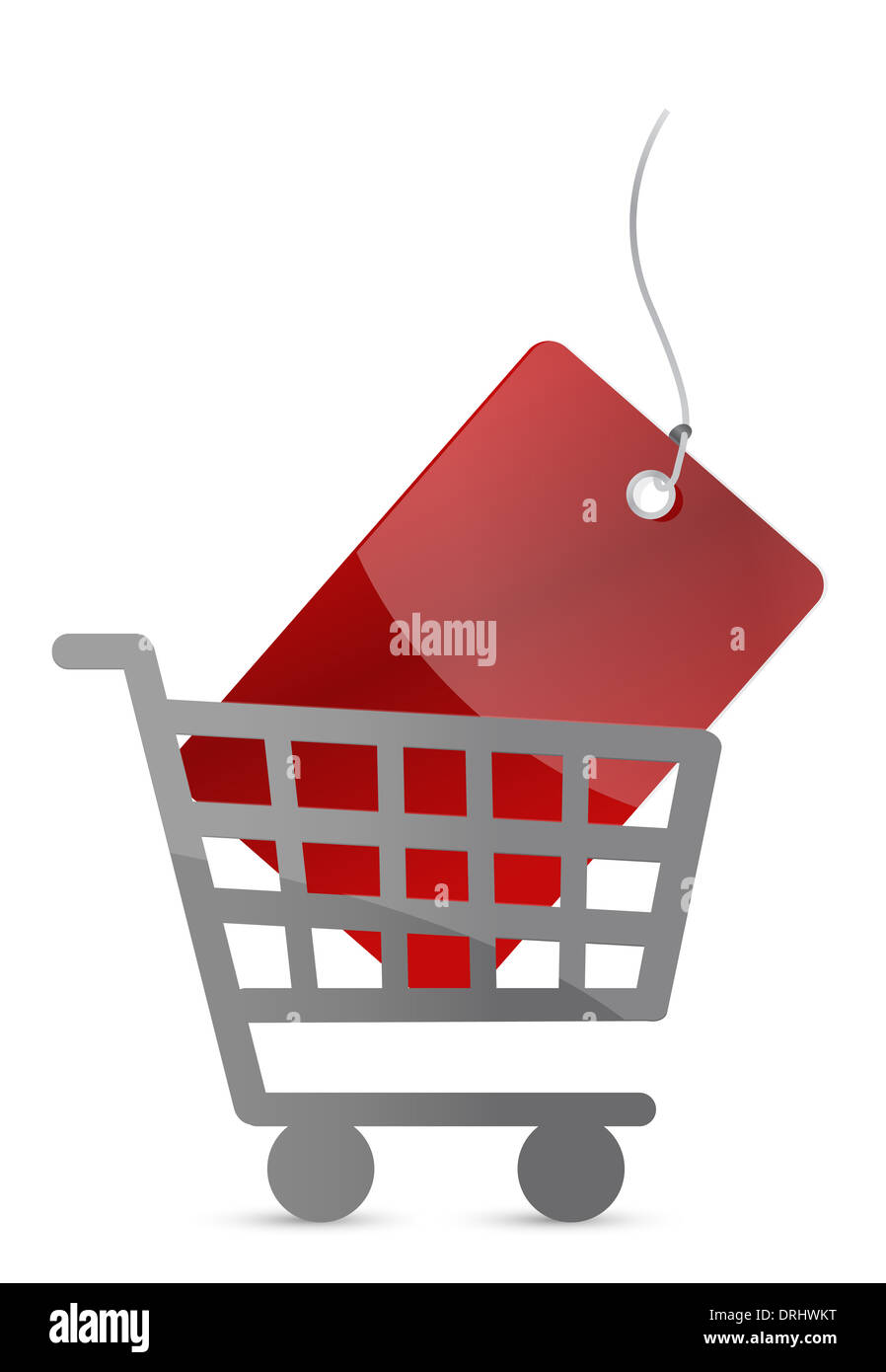 shopping cart and red tag illustration design Stock Photo - Alamy