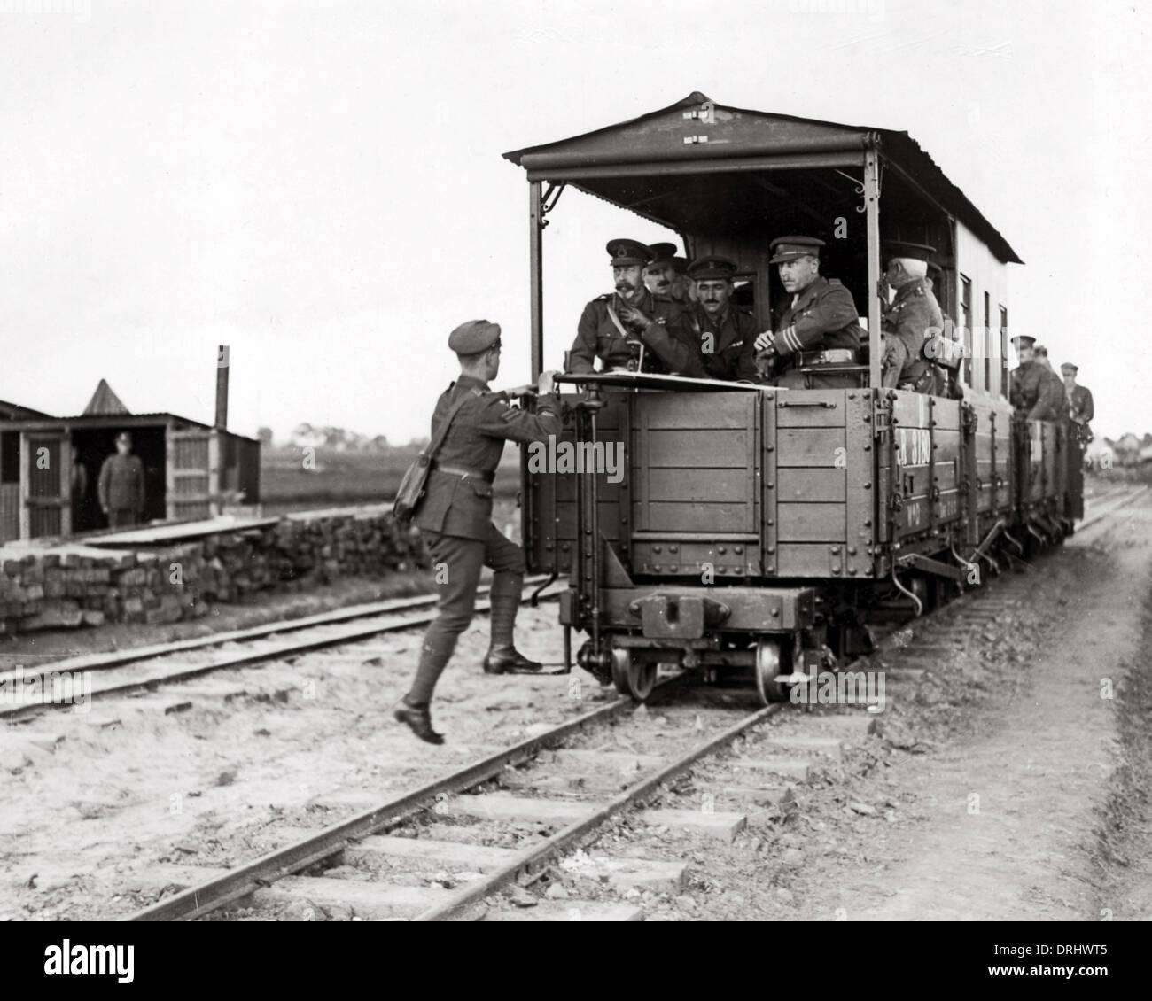 King George V on a light railway, Western Front, WW1 Stock Photo - Alamy