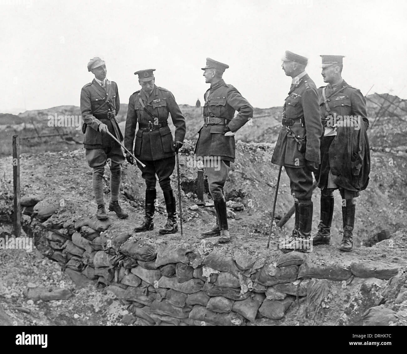 King George V touring battlefield, Western Front, WW1 Stock Photo - Alamy