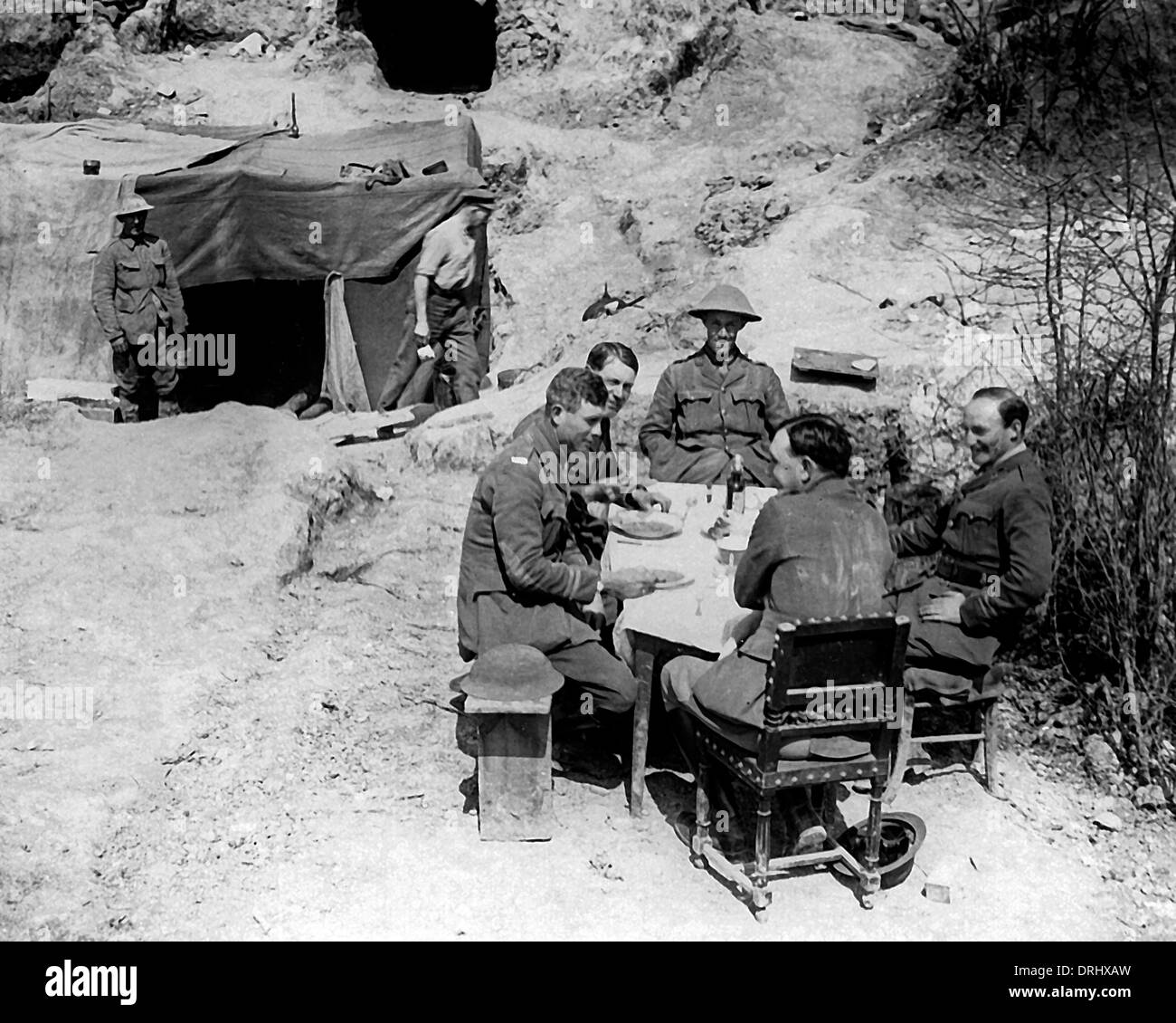British doctors sitting at a table, Western Front, WW1 Stock Photo - Alamy