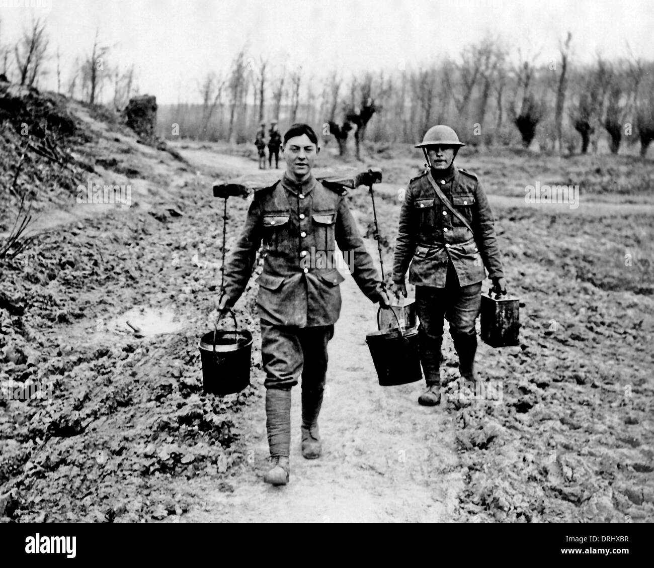 British soldier carrying water, Western Front, WW1 Stock Photo - Alamy