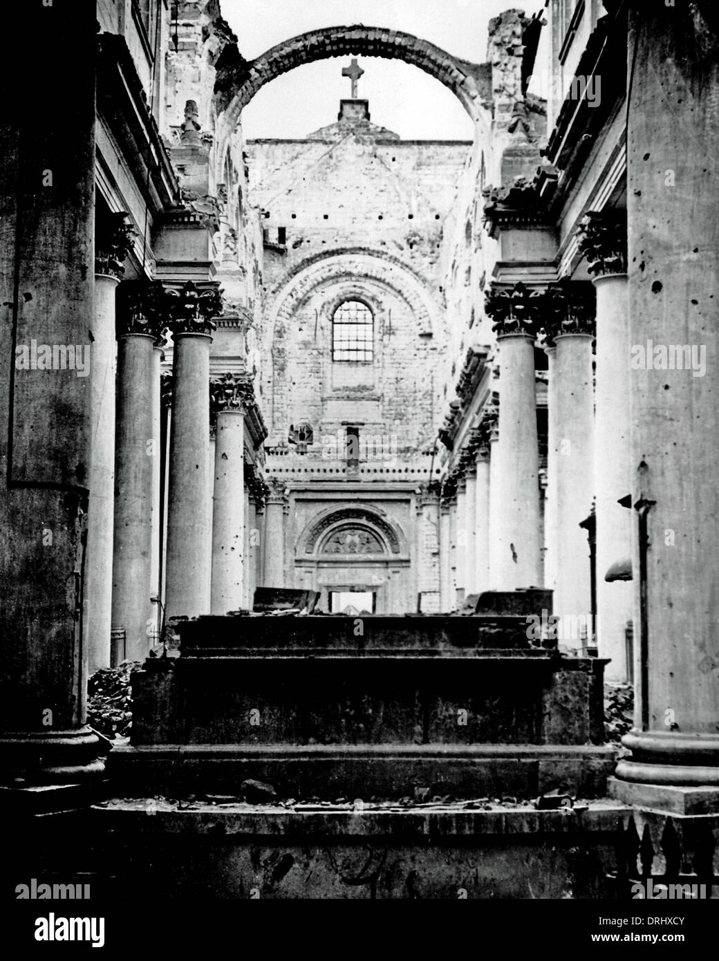 Interior of Arras Cathedral after German shell fire, WW1 Stock Photo ...