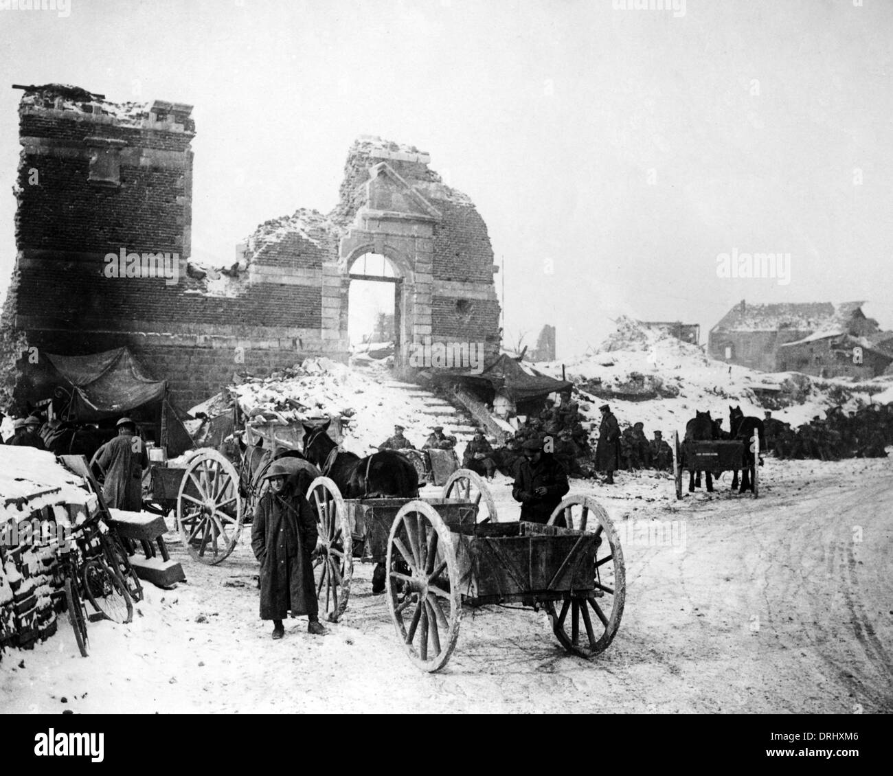 British troops in snow, Western Front, France, WW1 Stock Photo - Alamy